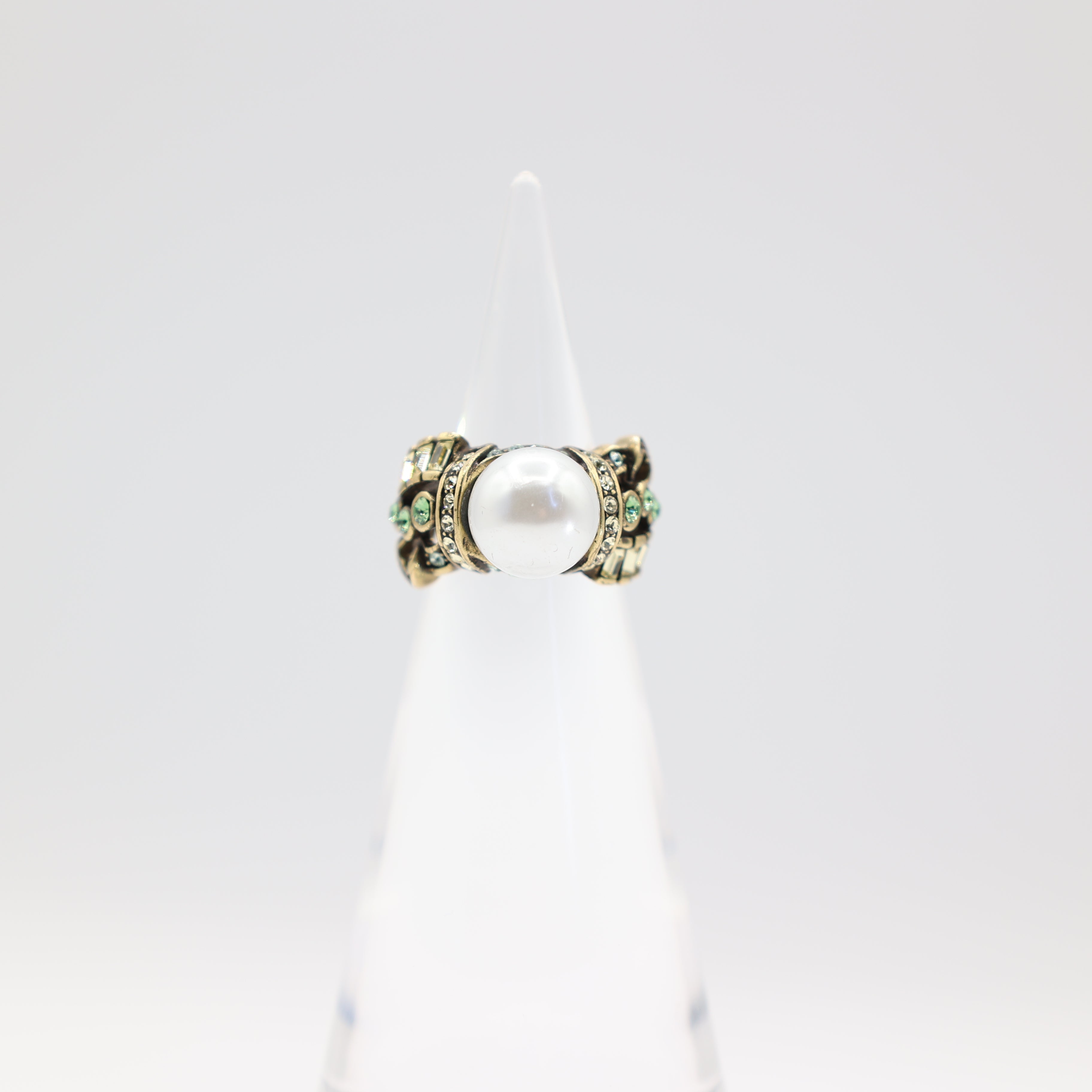 Heidi Daus Large Pearl Stone Ring Blue Crystal Offer – Annie McConnell ...
